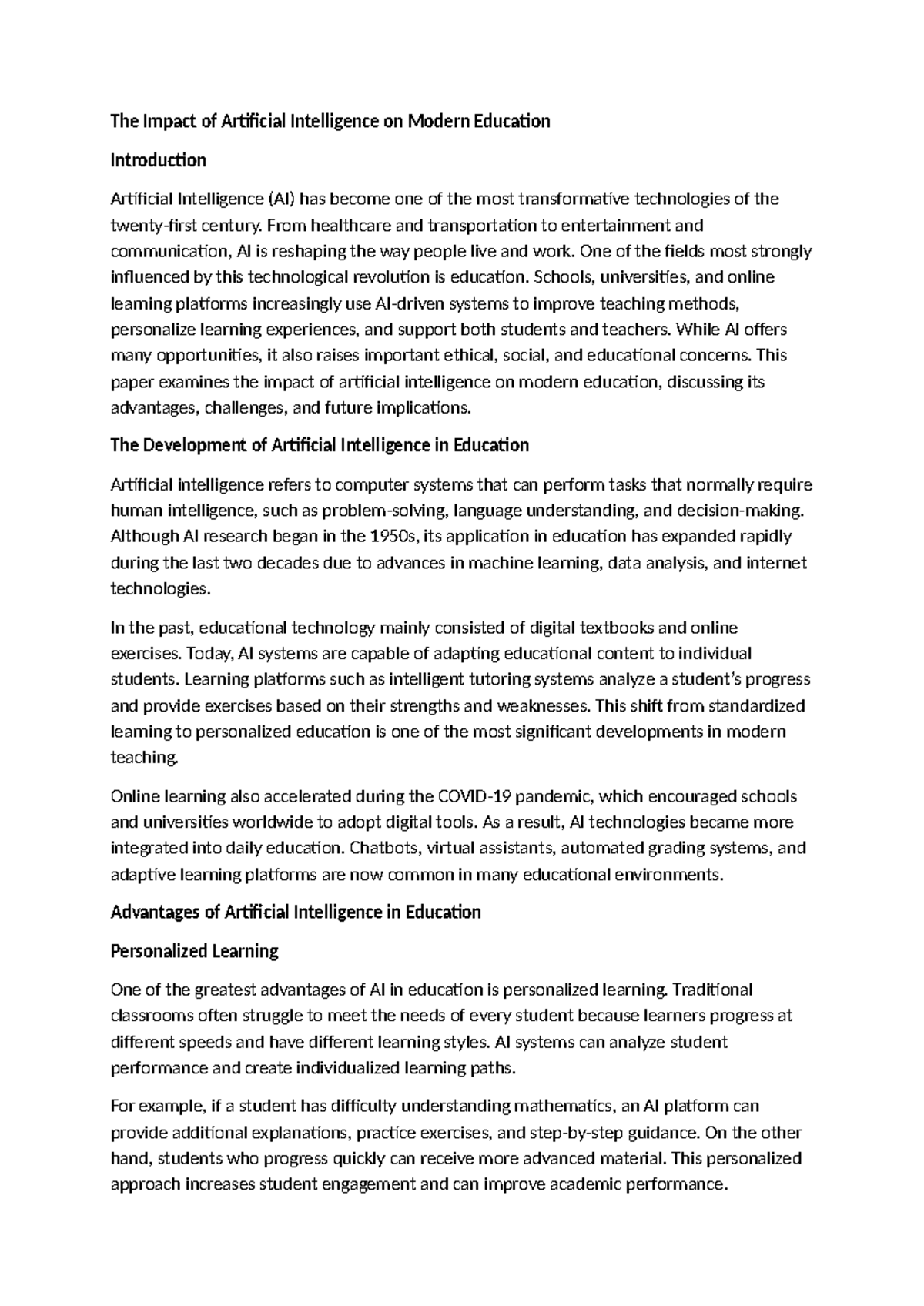AI's Transformative Role in Modern Education: Challenges ...