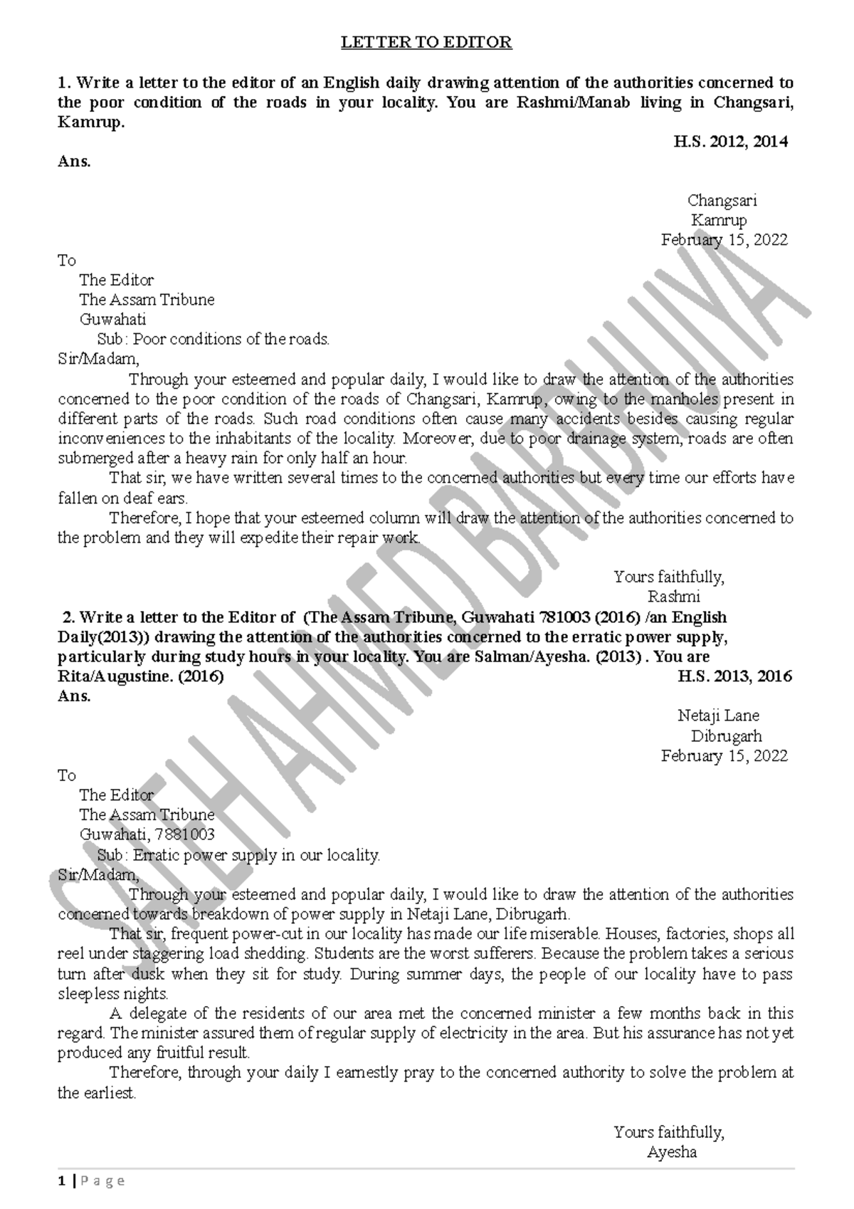 Letter to Editor - JDFH - LETTER TO EDITOR Write a letter to the editor ...