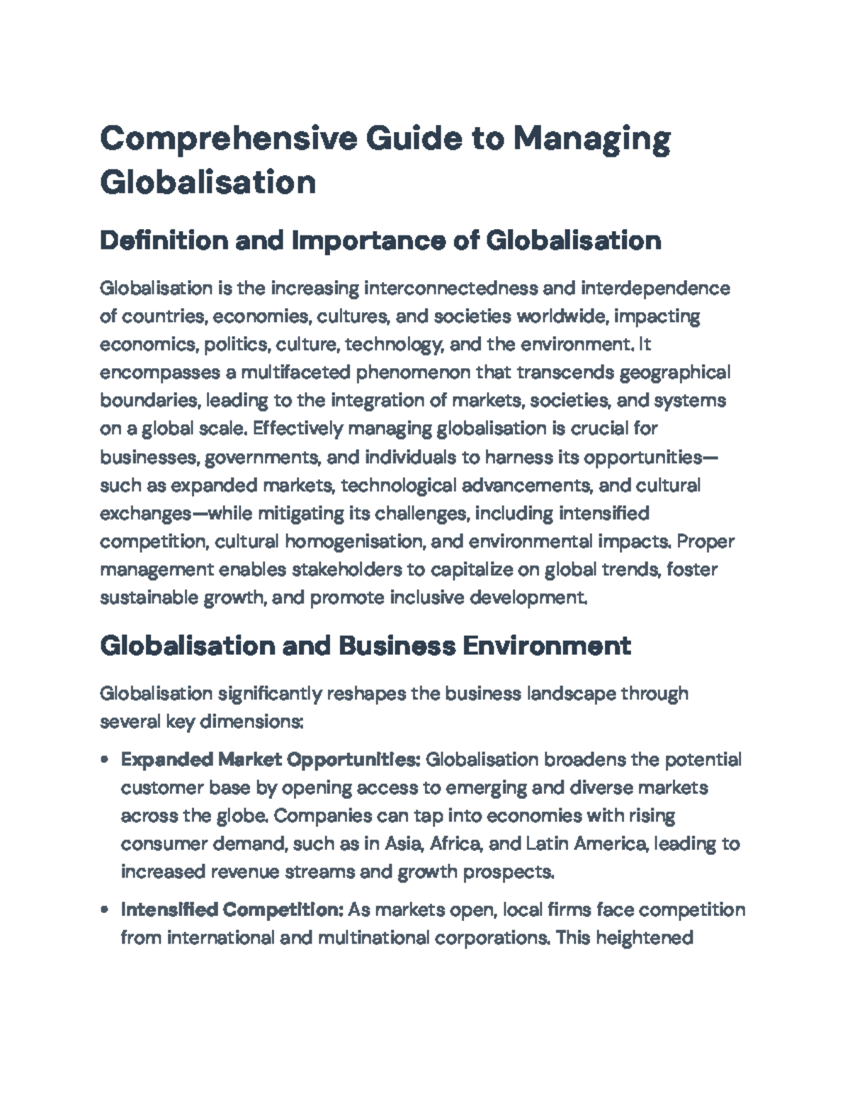 Comprehensive Guide to Managing Globalisation: Strategies & Impacts ...