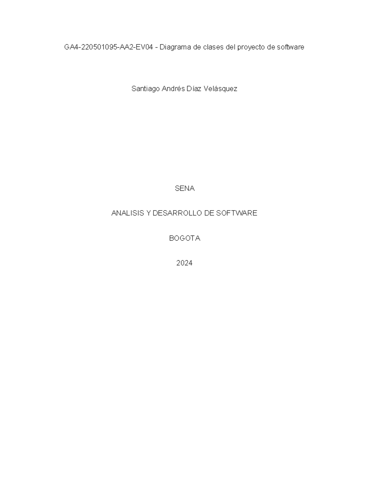Diagrama de clases del proyecto de software GA4 220501095 AA2 - Studocu