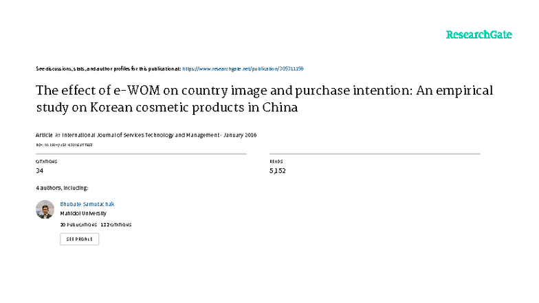 The Effect of eWOM on Country Image and Purchase Intention: A Study on ...