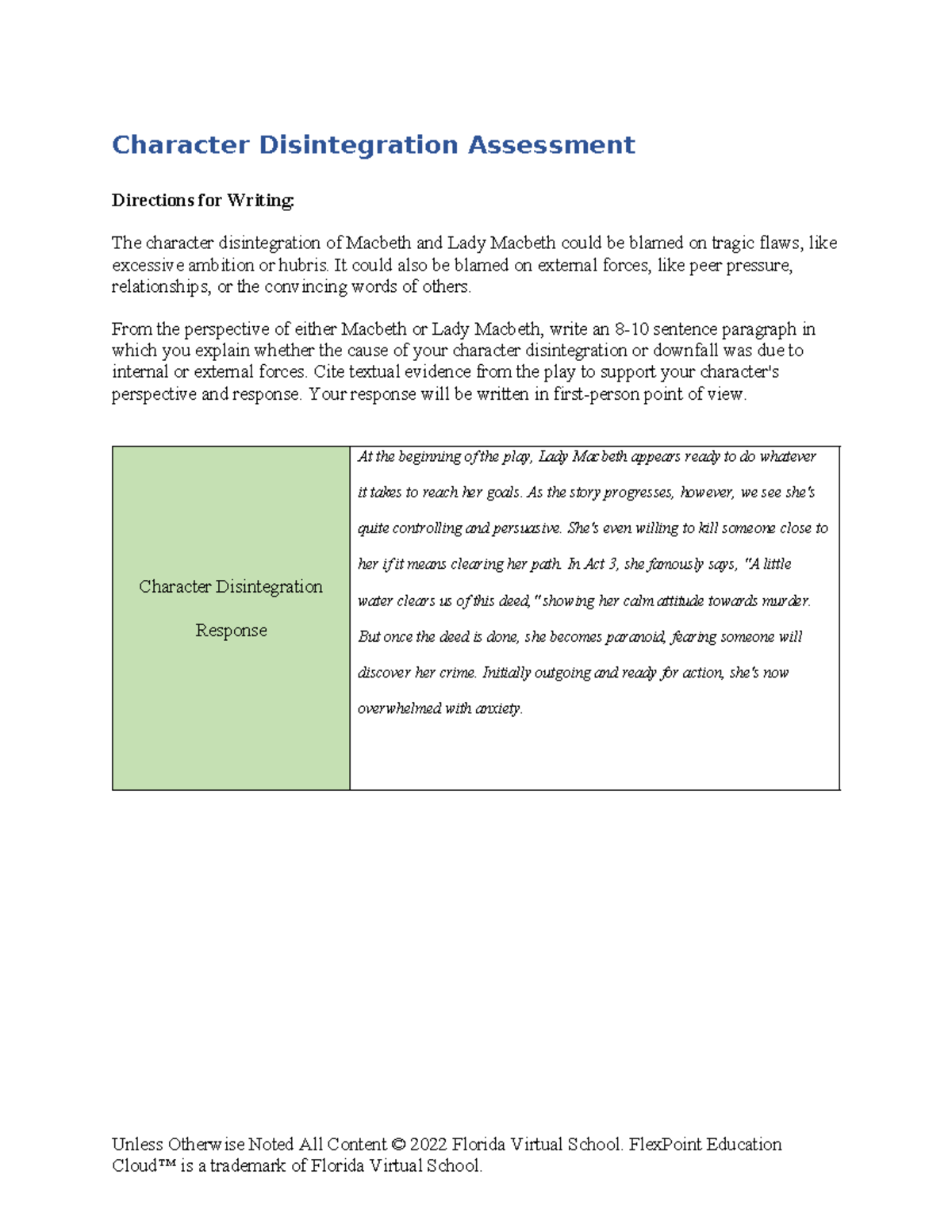 5.05 Character Disintegration: Macbeth & Lady Macbeth Analysis Essay ...