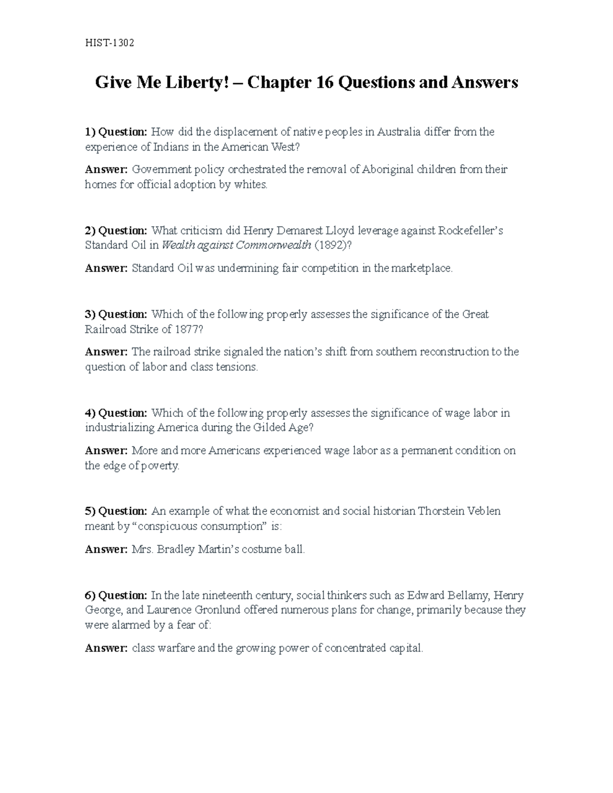 Chapter 16 Quiz - Give me liberty Questions and Answers. - HIST- Give ...