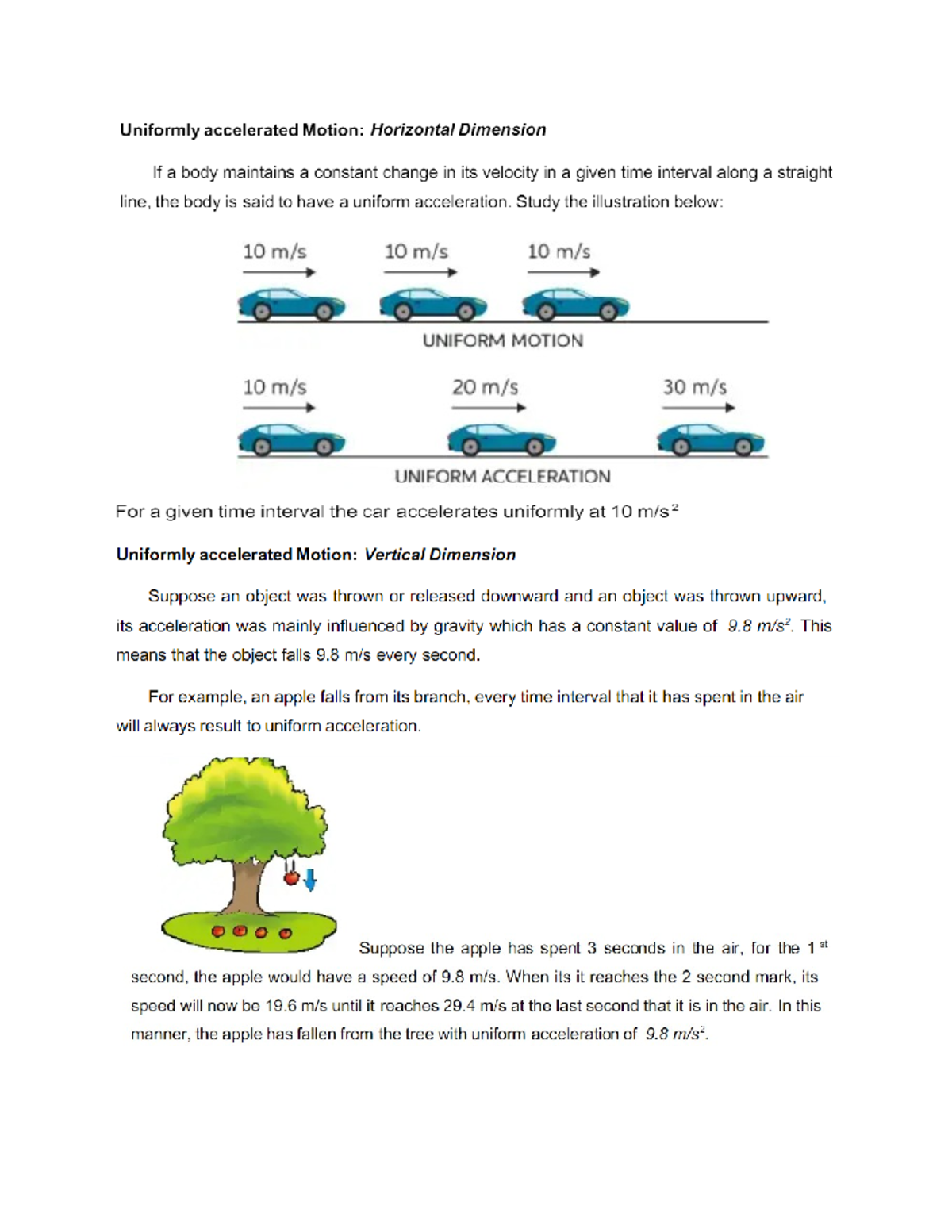 UAM Worksheet-1 Science-9 Q4 - Uniformly accelerated Motion: Horizontal ...