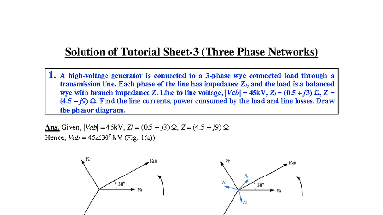 Tutorial 3 Solutions - Three Phase Networks Analysis - Studocu