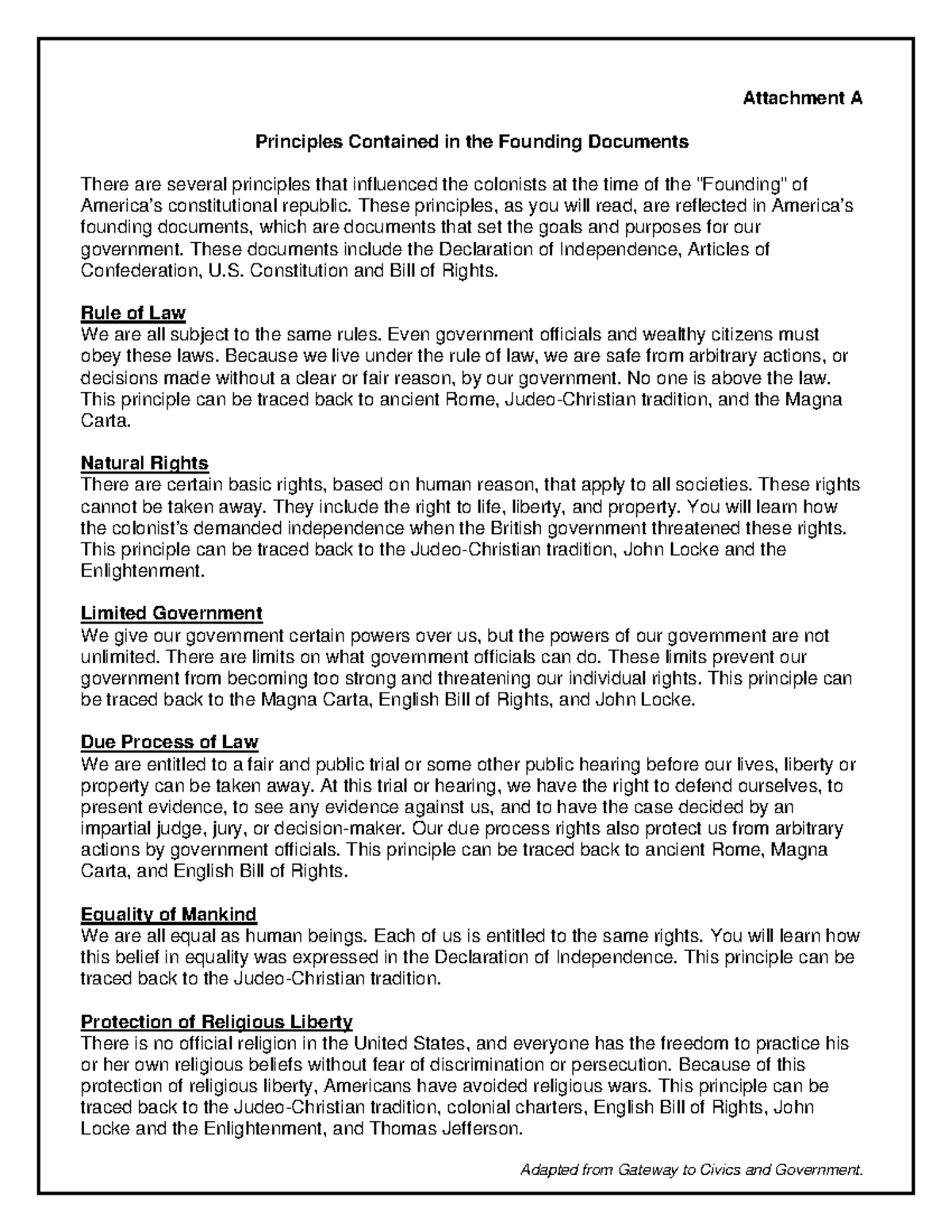 Principles of Founding Documents - Attachment A & B Overview - Studocu