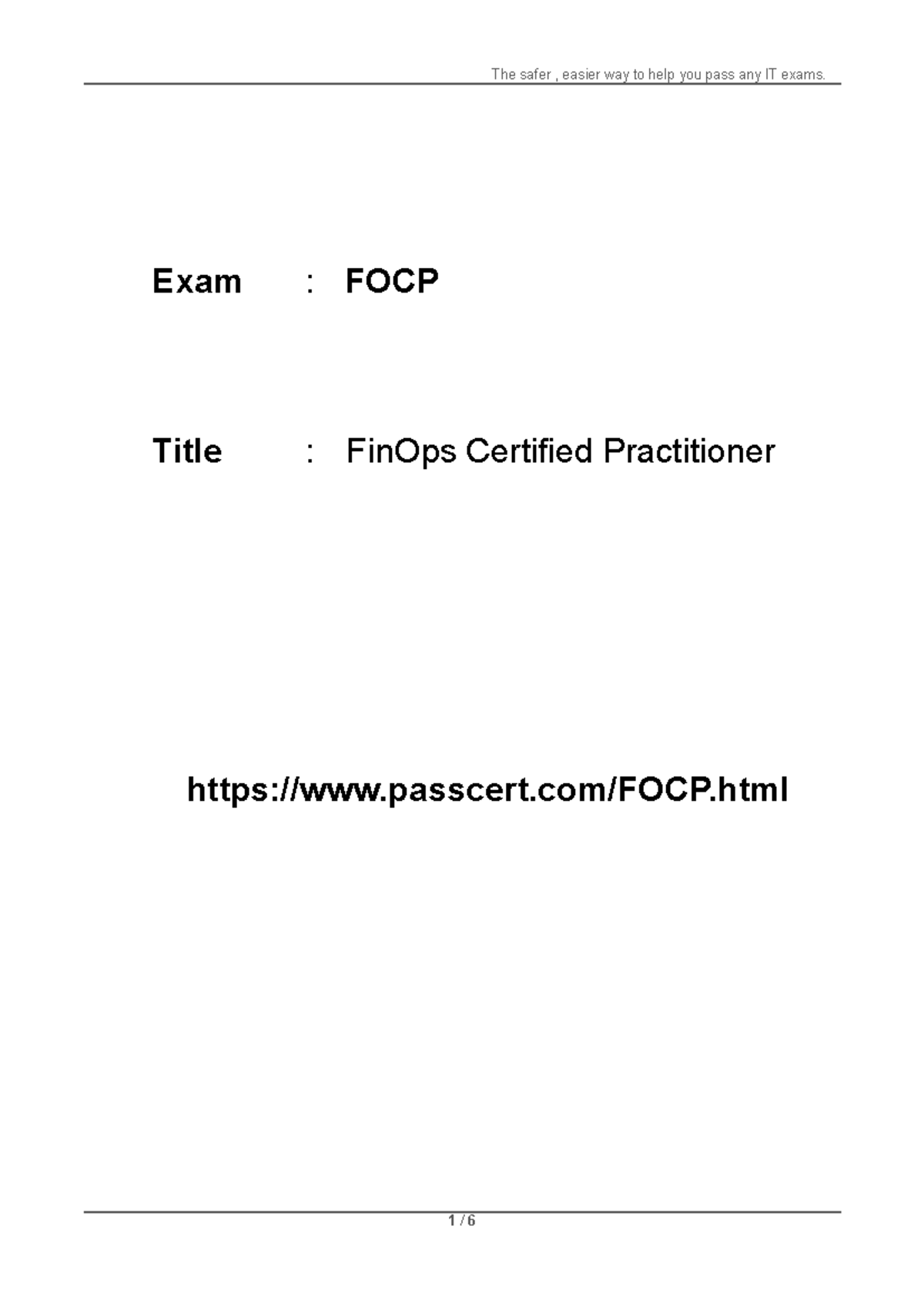 Fin Ops Certified Practitioner FOCP Exam Dumps - Exam : FOCP Title ...