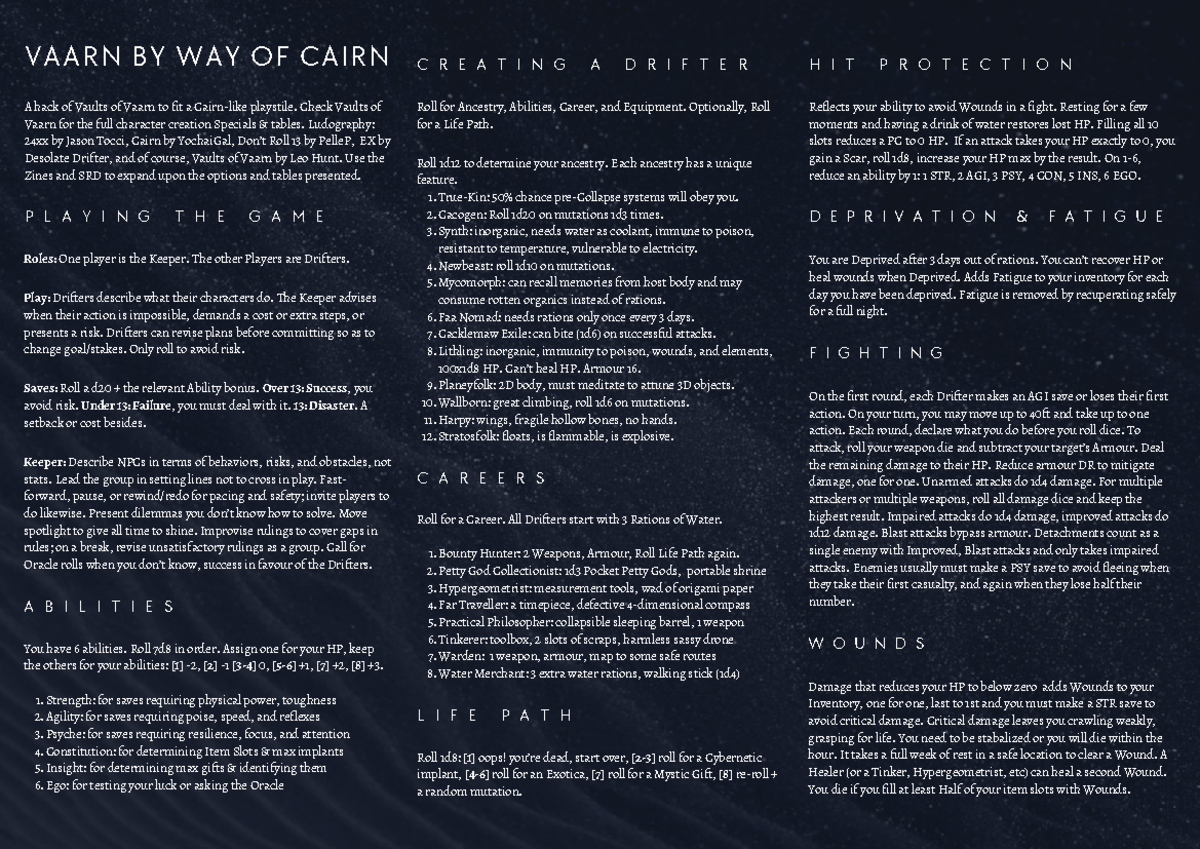 VAARN 24XX: A Guide to Playing the Vaults of Vaarn Game - Studocu