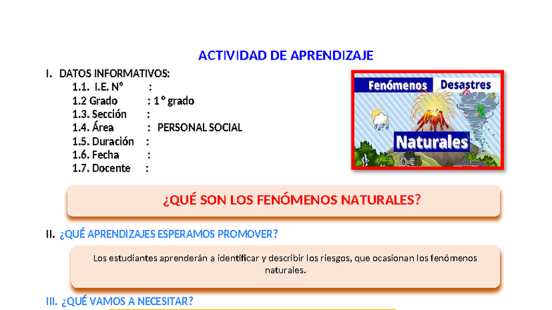 Sesión PS: Comprendiendo los Fenómenos Naturales y su Prevención - Studocu
