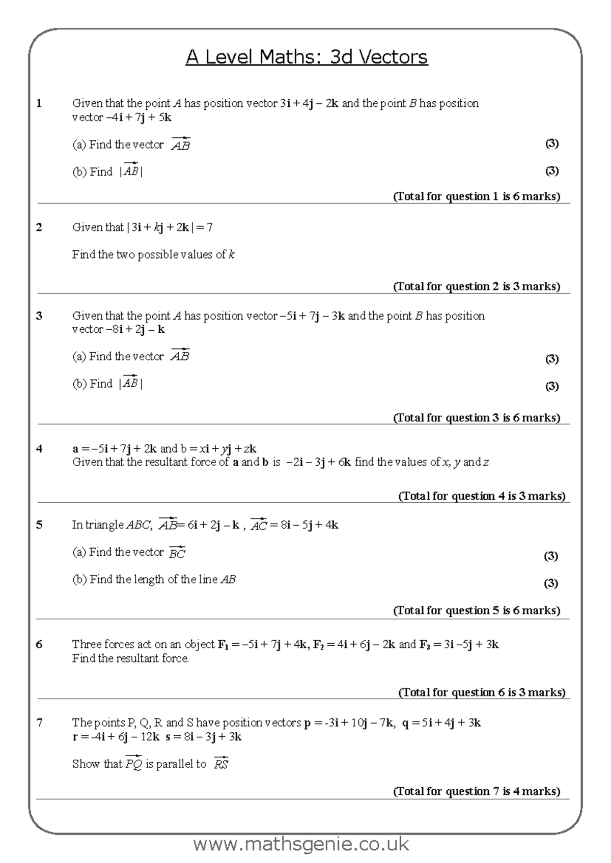 A Level Maths: 3D Vectors - Comprehensive Study Guide - Studocu