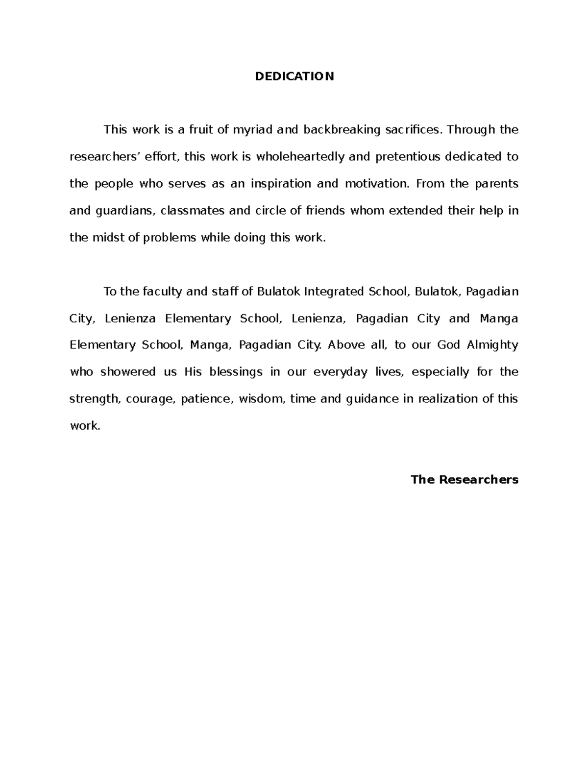 Iv - Research dedication - DEDICATION This work is a fruit of myriad ...
