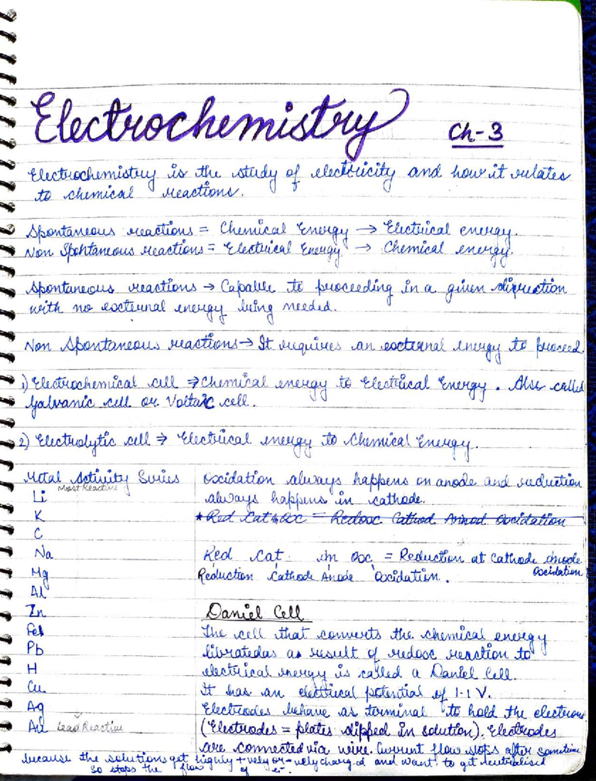 Electrochemistry Notes (Course Code: ALOO) - Studocu