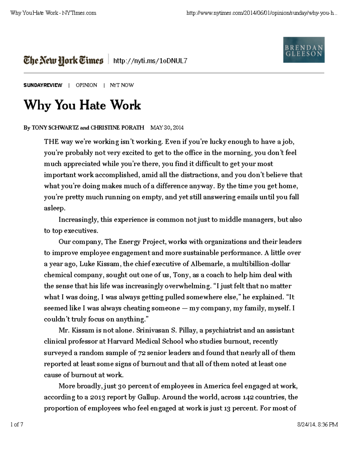 Understanding Employee Engagement: Why You Hate Work - SWS101 - Studocu