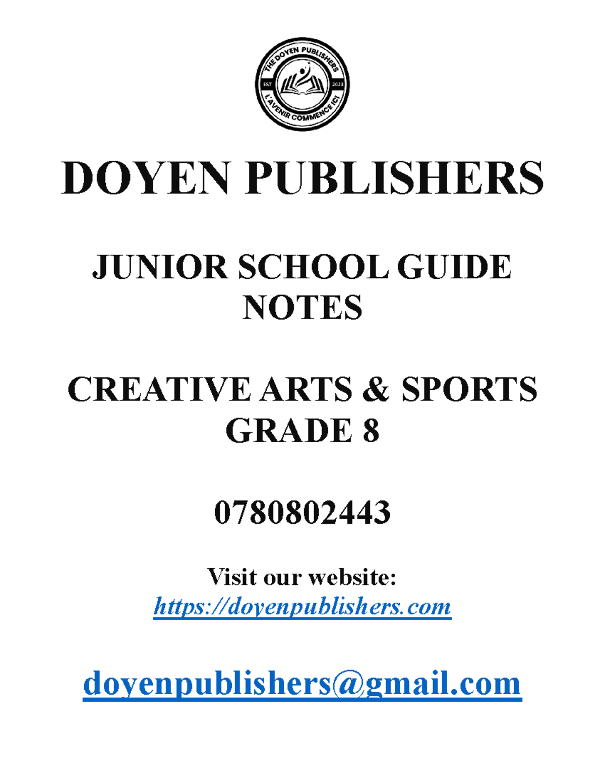 Grade 8 Creative Arts and Sports Curriculum Guide Notes 0780802443 ...