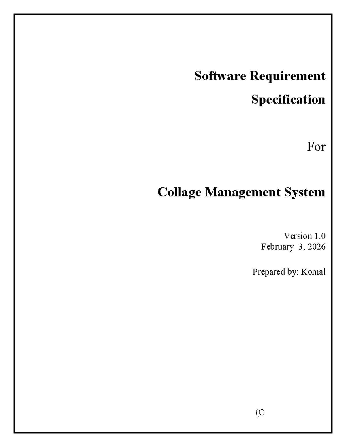 SRS for College Management System V1.0 - February 2026 - Studocu