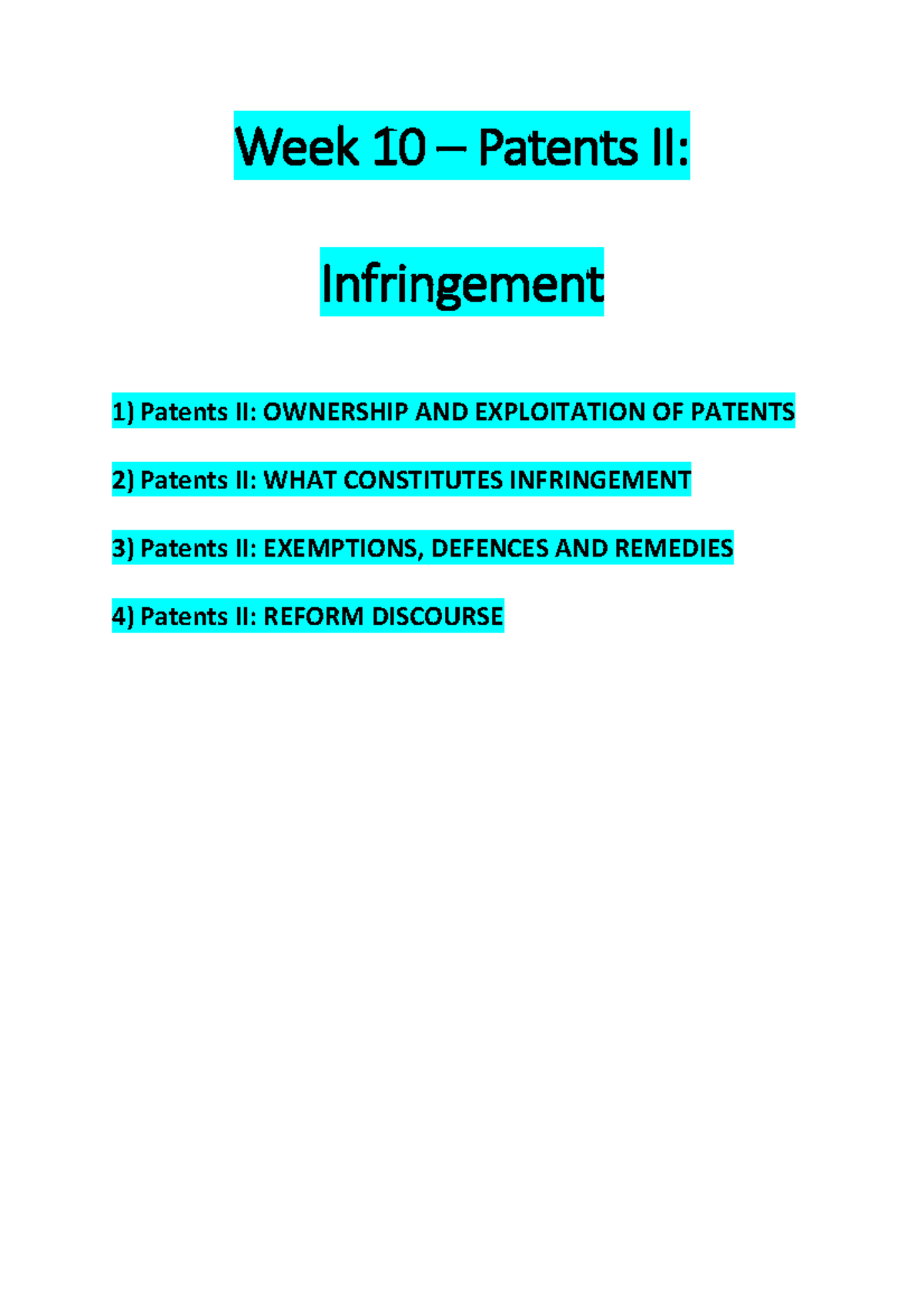 IP Notes - Patents II: Infringement, Ownership & Remedies Overview ...