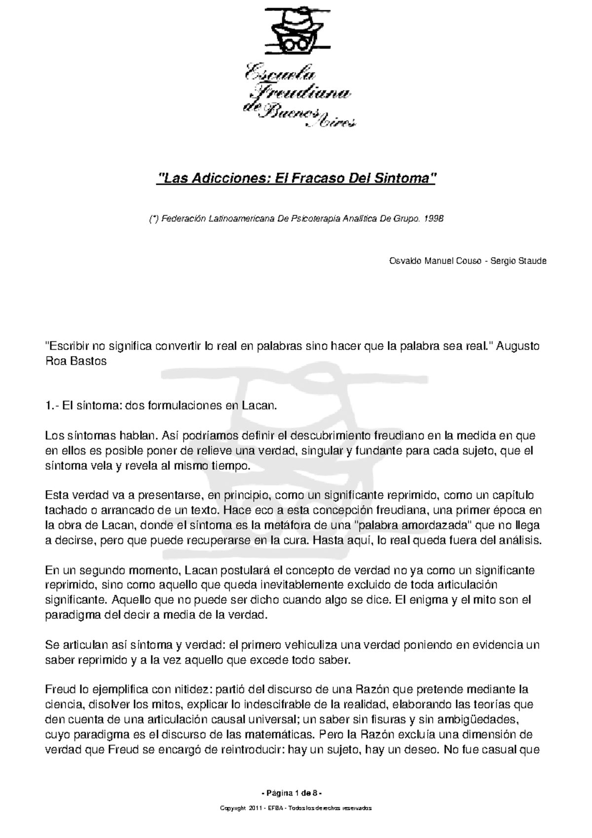 Couso y Staude - Adicciones: El Fracaso del Síntoma en Psicoanálisis ...