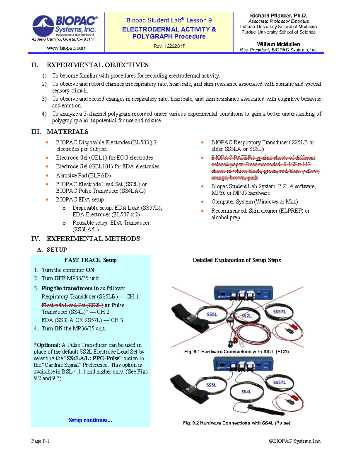 Biopac Student Lab 3: EDA, Heart Rate & Respiration Procedures - Studocu