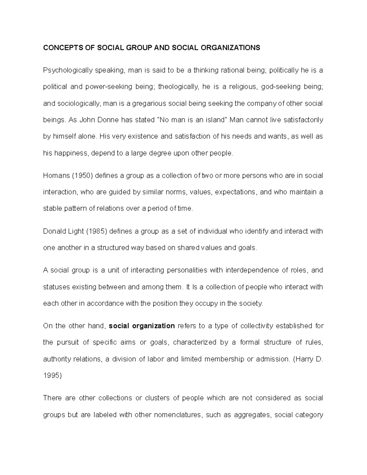 Social Groups - CONCEPTS OF SOCIAL GROUP AND SOCIAL ORGANIZATIONS ...