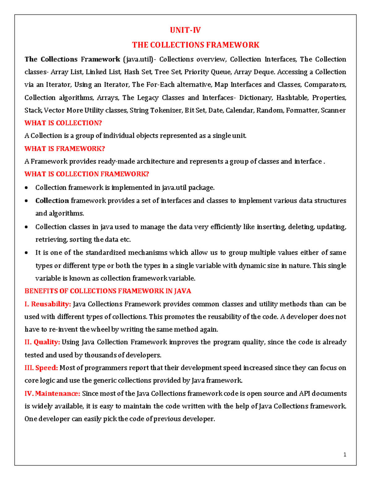Java Unit4 Jntu R18 Oops Using Java Unit Iv The Collections Framework The Collections