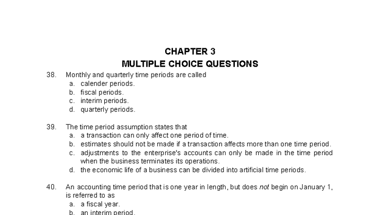 Chapter 3 - exercise - CHAPTER 3 MULTIPLE CHOICE QUESTIONS Monthly and ...