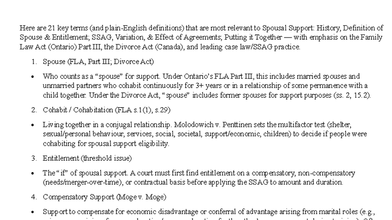 Key Terms and Definitions for Spousal Support and Parenting ...