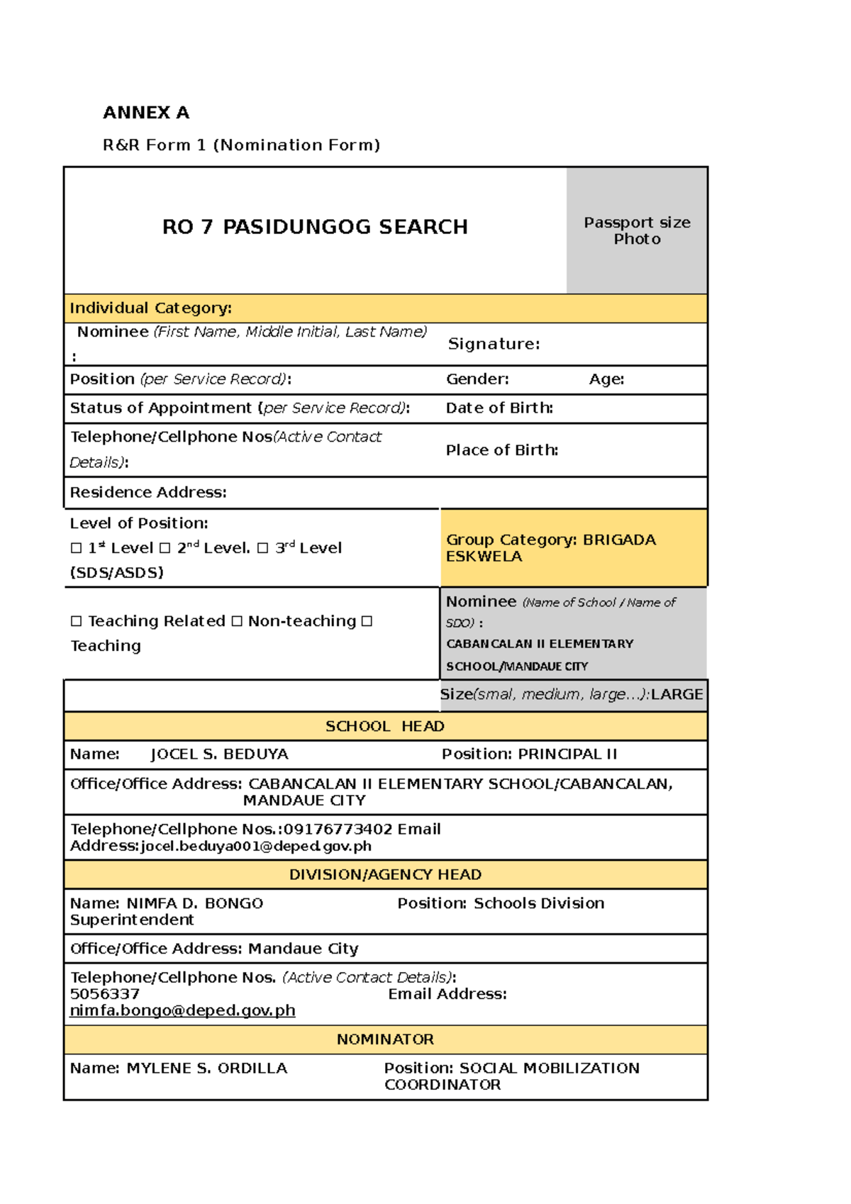 BE- Executive Summary for PASIDUNGOG Awards Nominee 2021 - Studocu