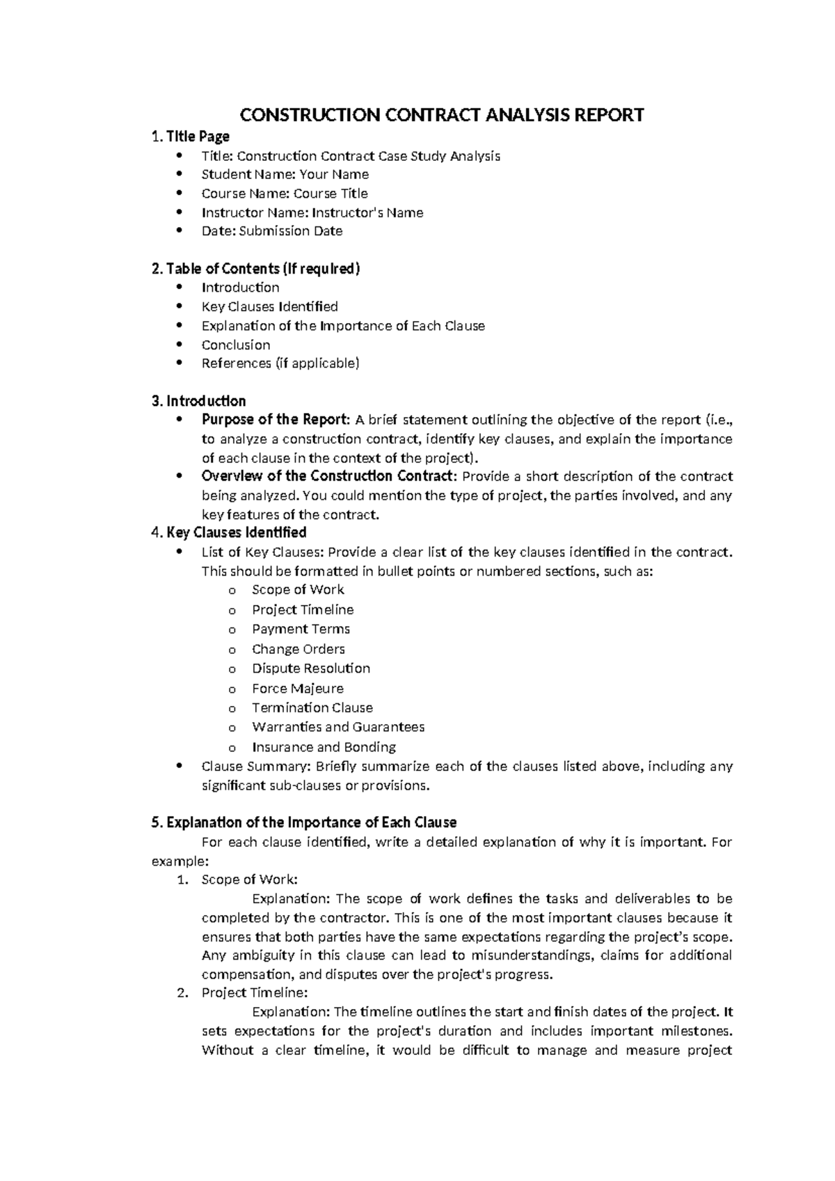 Activity-2 - Construction management - CONSTRUCTION CONTRACT ANALYSIS ...
