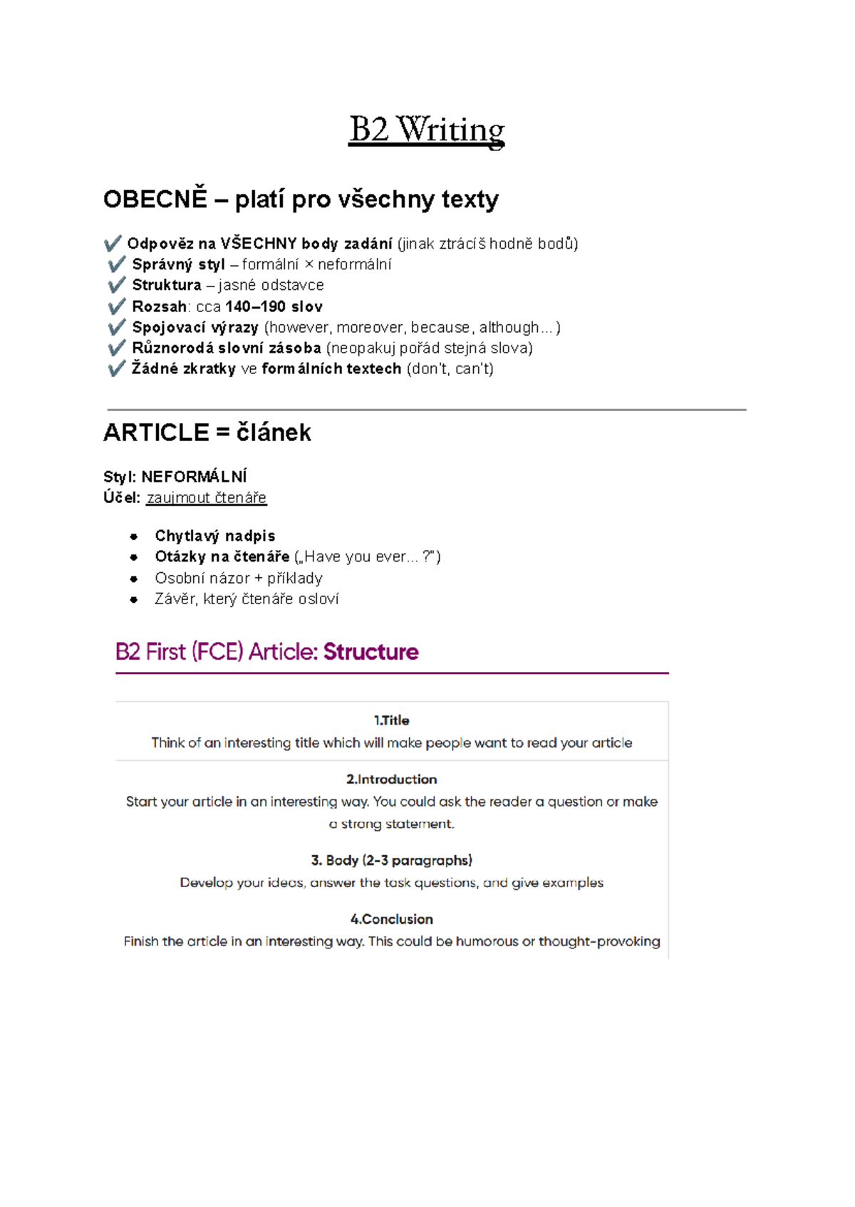 B2 Writing - Informal & Formal Email/Letter Guidelines for English Cert ...