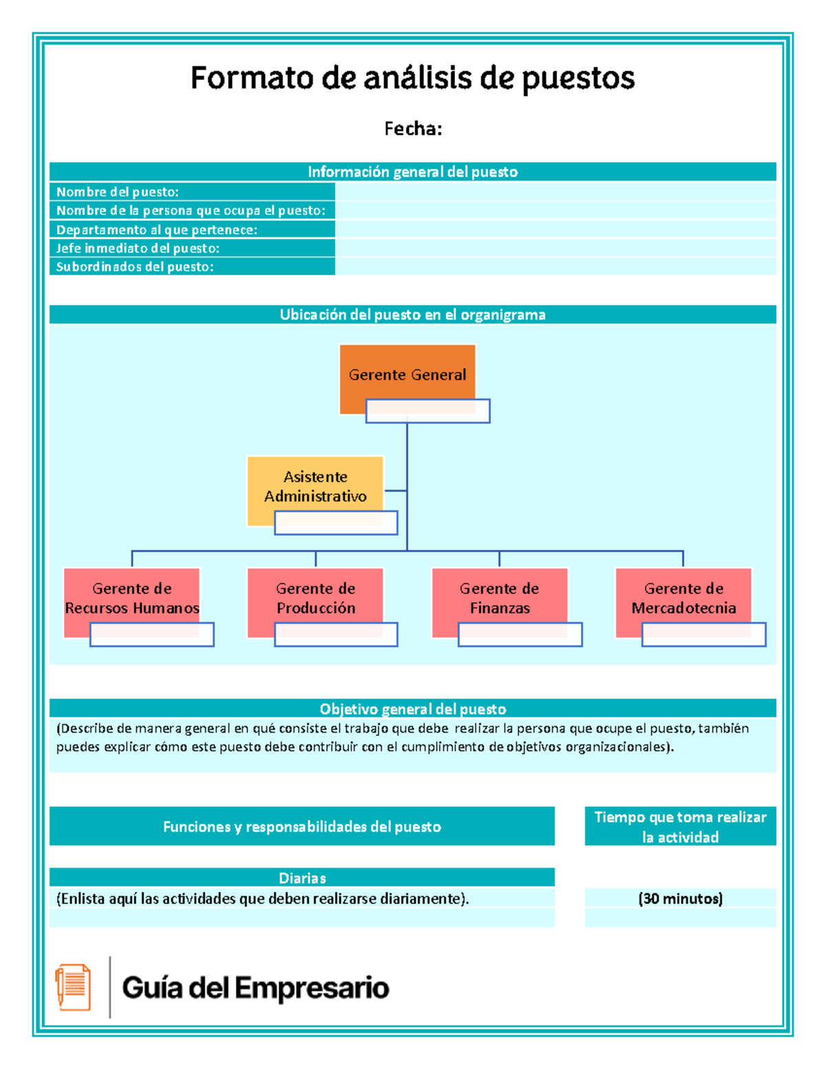 Formato de analisis de puestos PDF 1 - Formato de an·lisis de puestos Fecha: Funciones y - Studocu