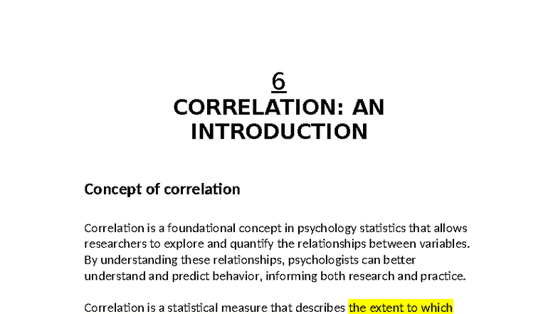 6 CORRELATION: NOTES ON CHAPTER 6 OF BPCH104 - Studocu