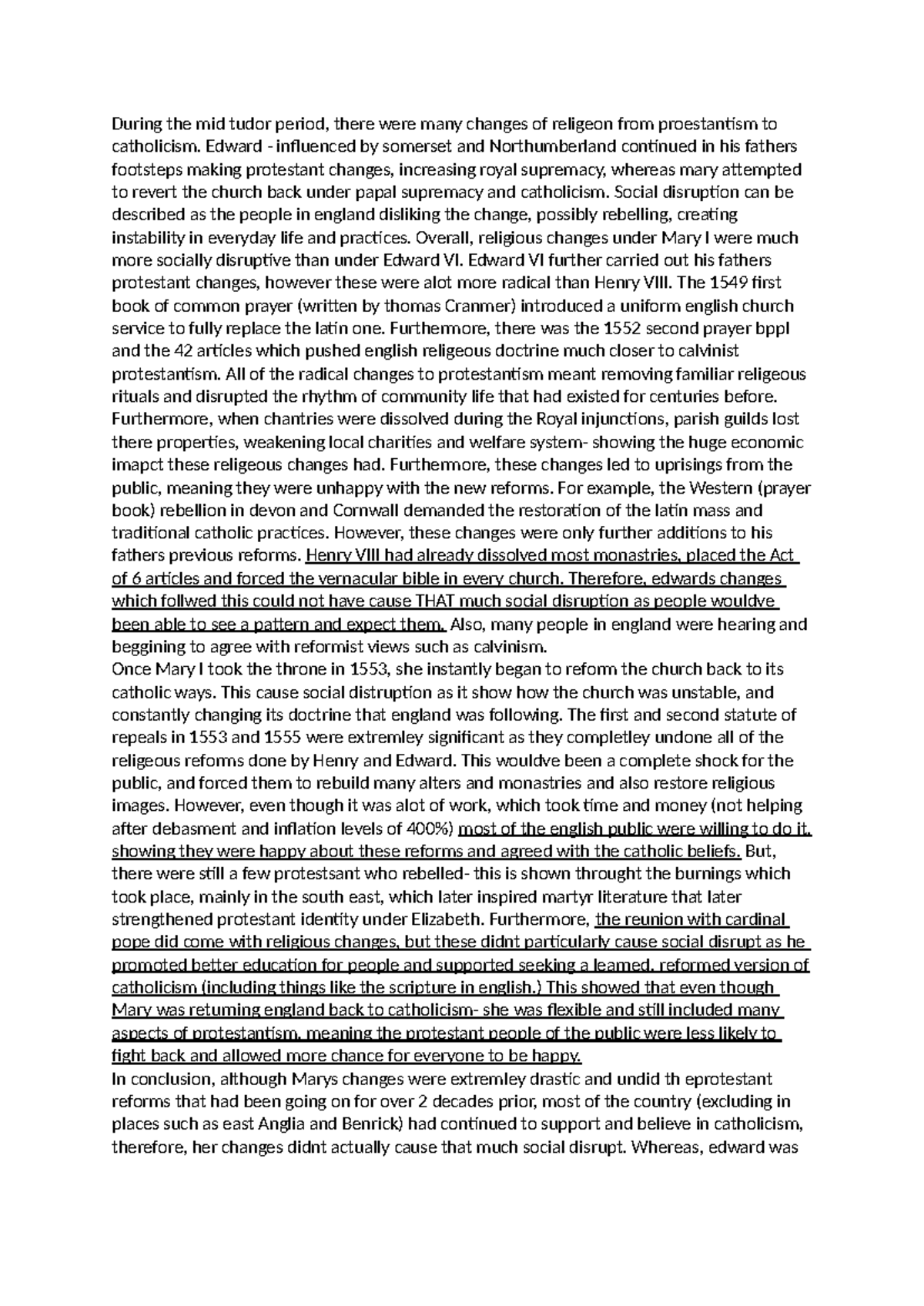 Edward vs. Mary: Social Disruption in Tudor Religion (HIST 25) - Studocu