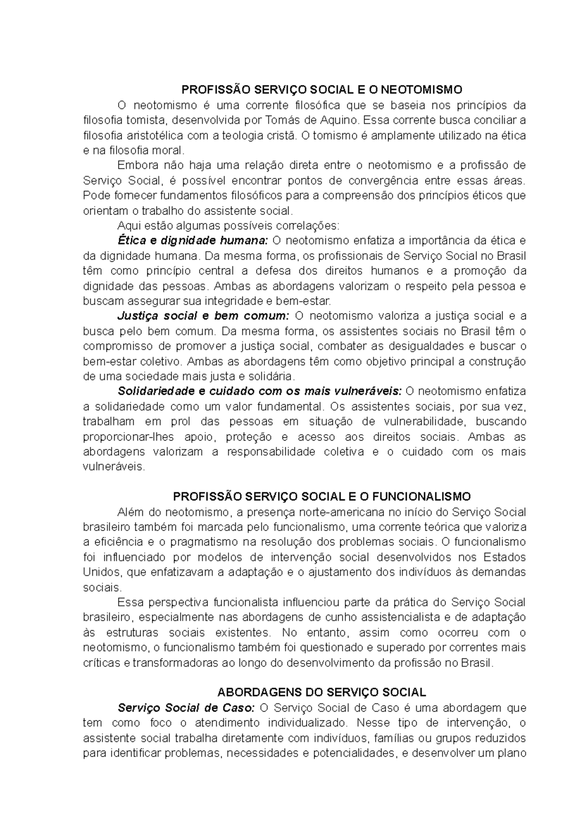 Filosofia e sociedade - PROFISSÃO SERVIÇO SOCIAL E O NEOTOMISMO O ...