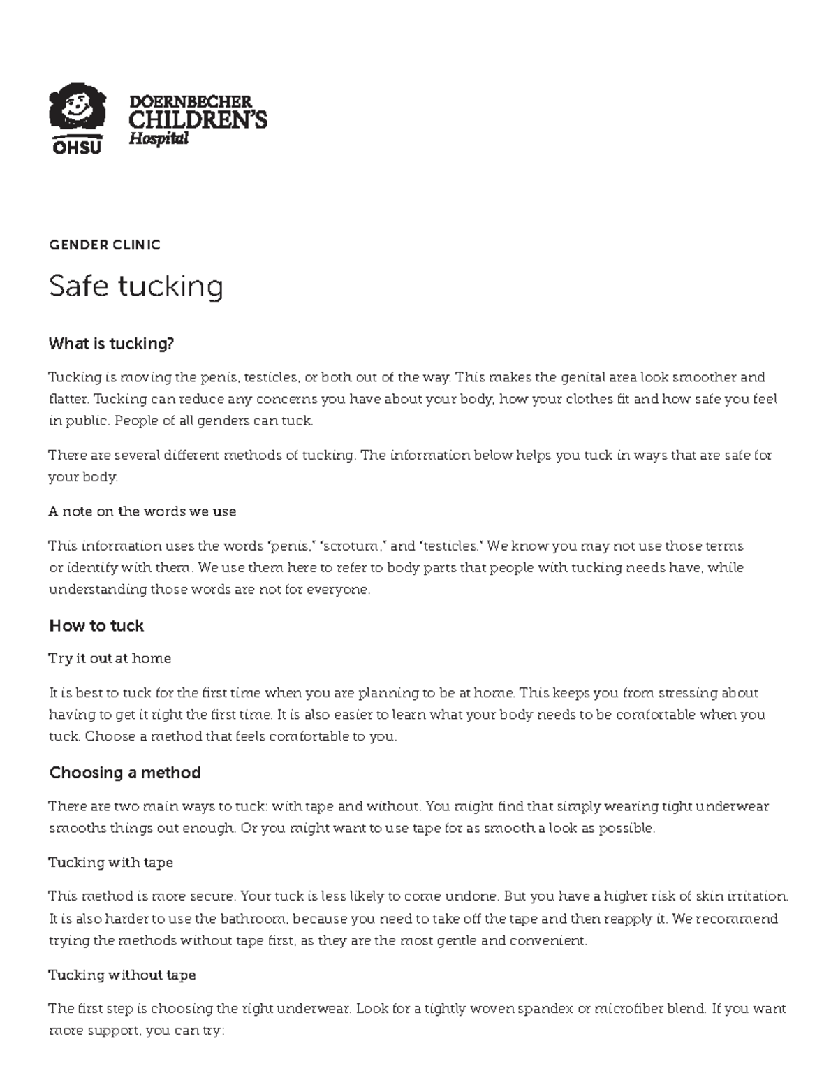 Gender Clinic: Safe Tucking Guide for Comfort and Confidence - Studocu