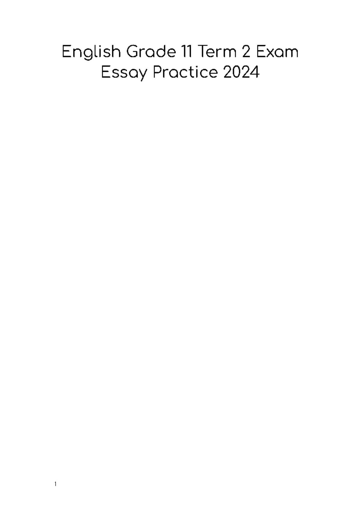 English - Grade 11 - Term 2 - Exam Essay Practice 2024: Macbeth - Studocu