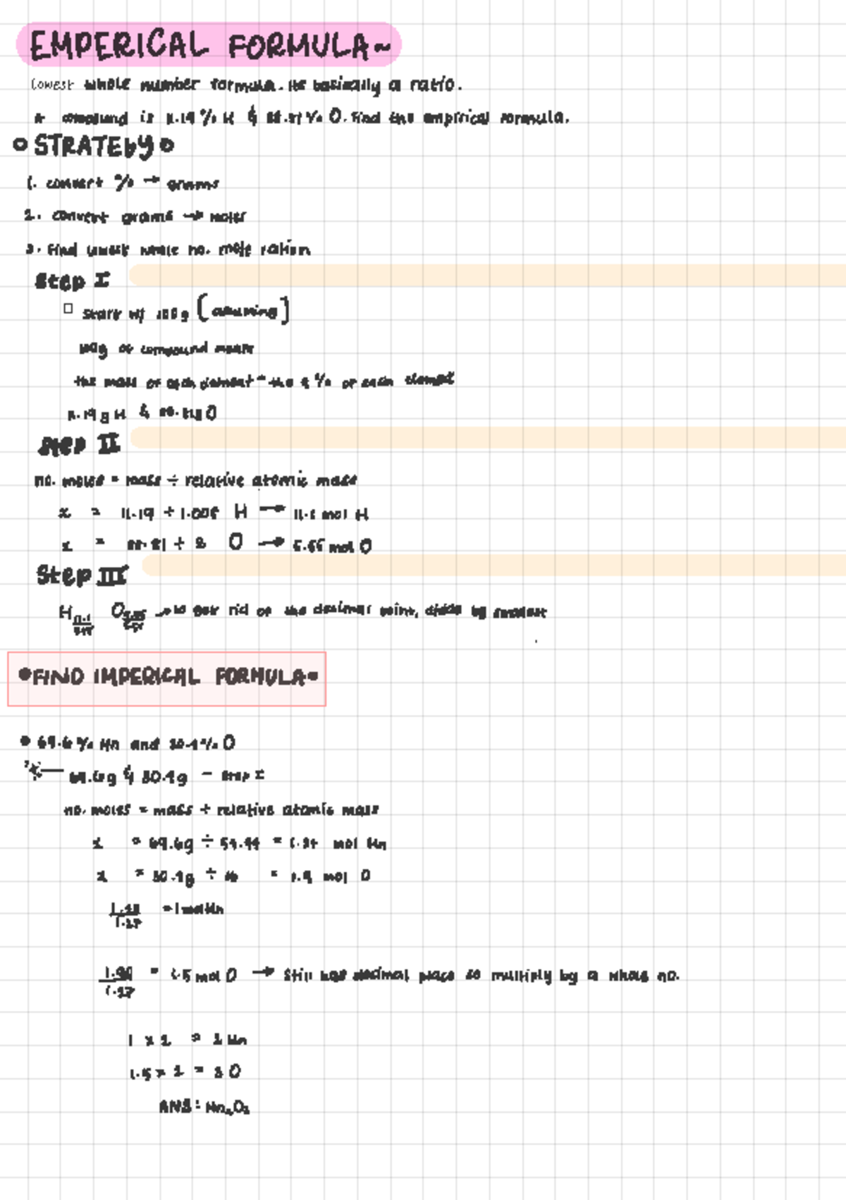 Empirical Formula Practice Qs & Answers for Chemistry Course - Studocu