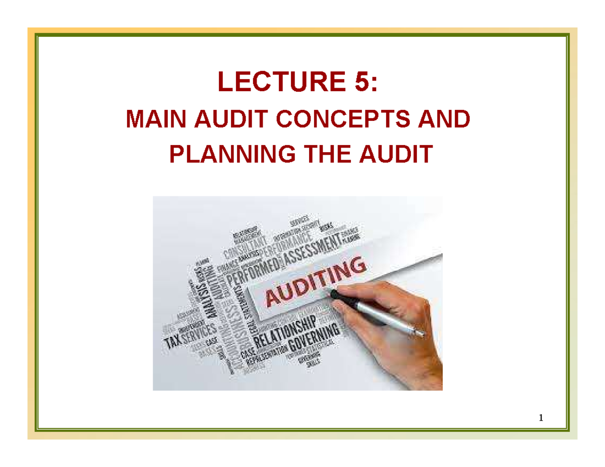 LECTURE 5: AUDIT PLANNING & RISK ASSESSMENT CONCEPTS - Studocu