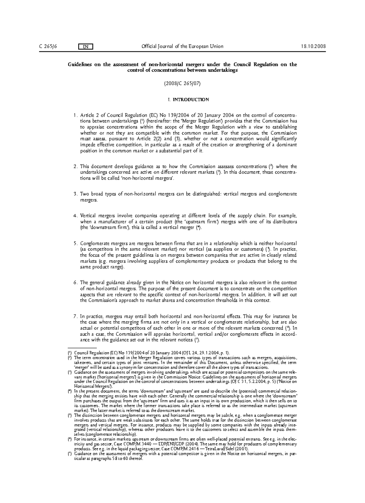 C EN Guidelines on Merger Assessment Under EU Regulation - Studocu