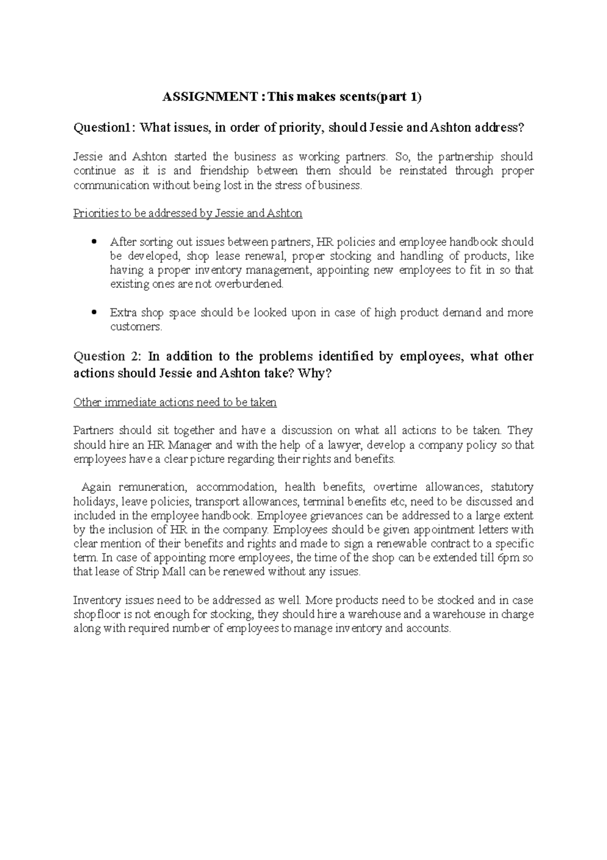 Assignment this makes scents part1 - ASSIGNMENT :This makes scents(part 1) Question1: What ...