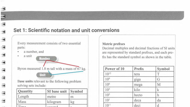 Set 1 & 2: Scientific Notation and Unit Conversions for Chemistry - Studocu