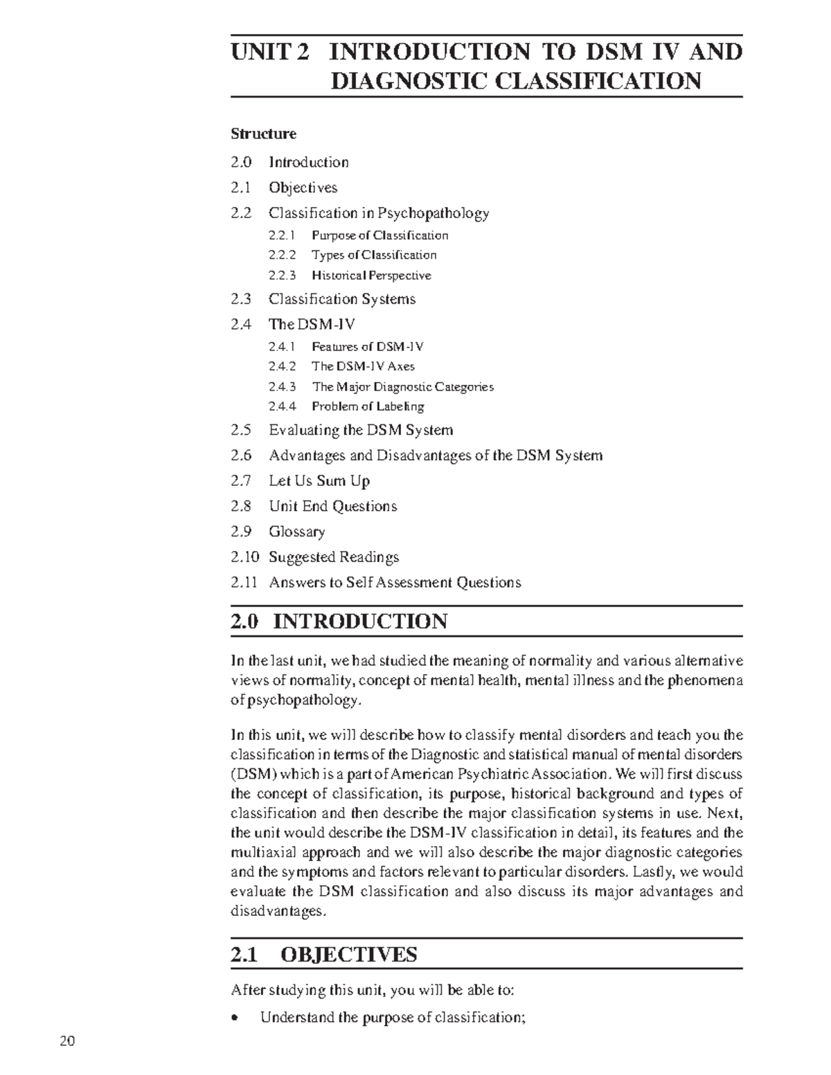 Introduction TO DSM IV AND - Introduction to Psychopathology UNIT 2 ...