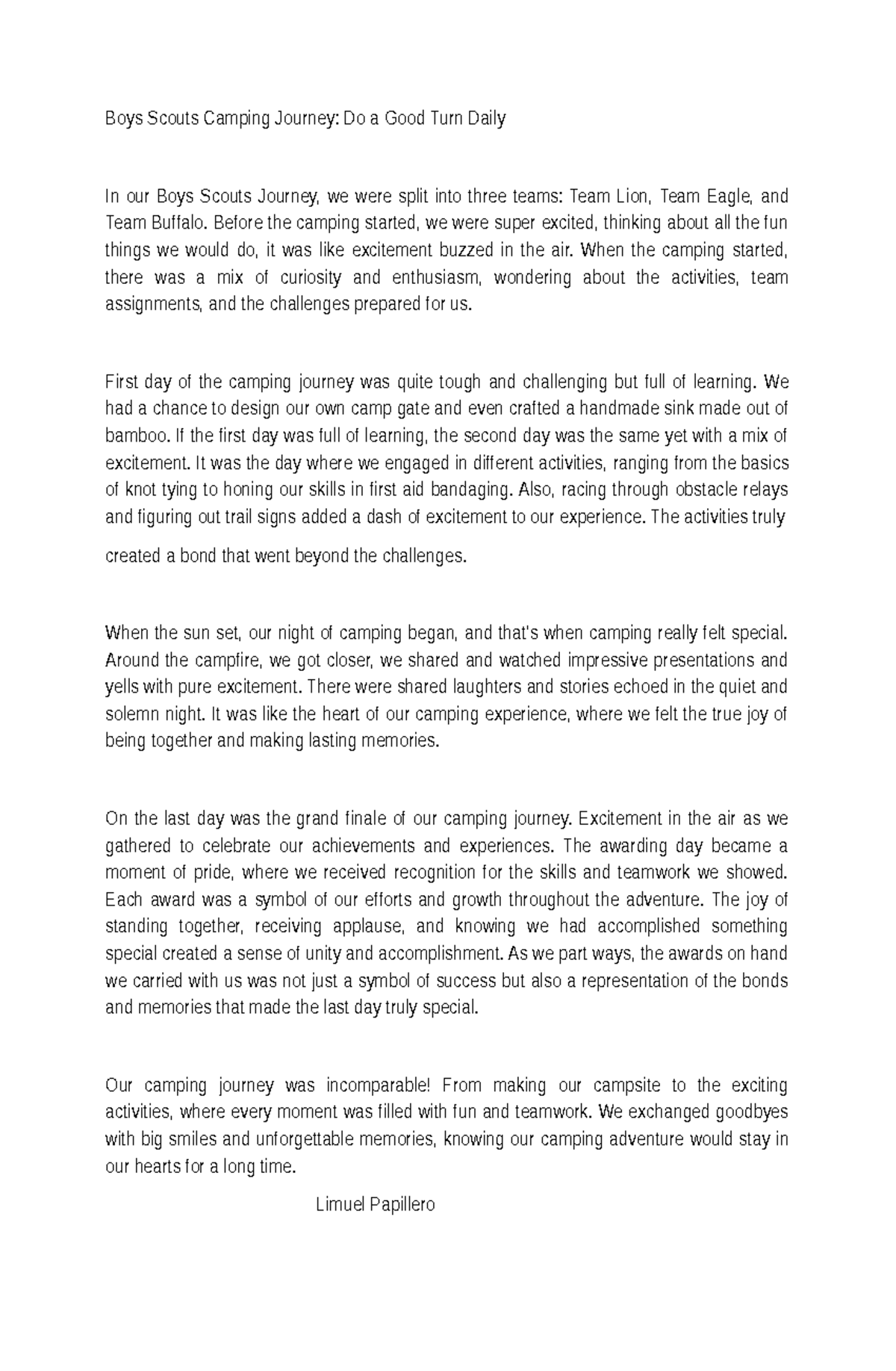 Boys Scouts Camping Journey- Do a Good Turn Daily - Before the camping ...