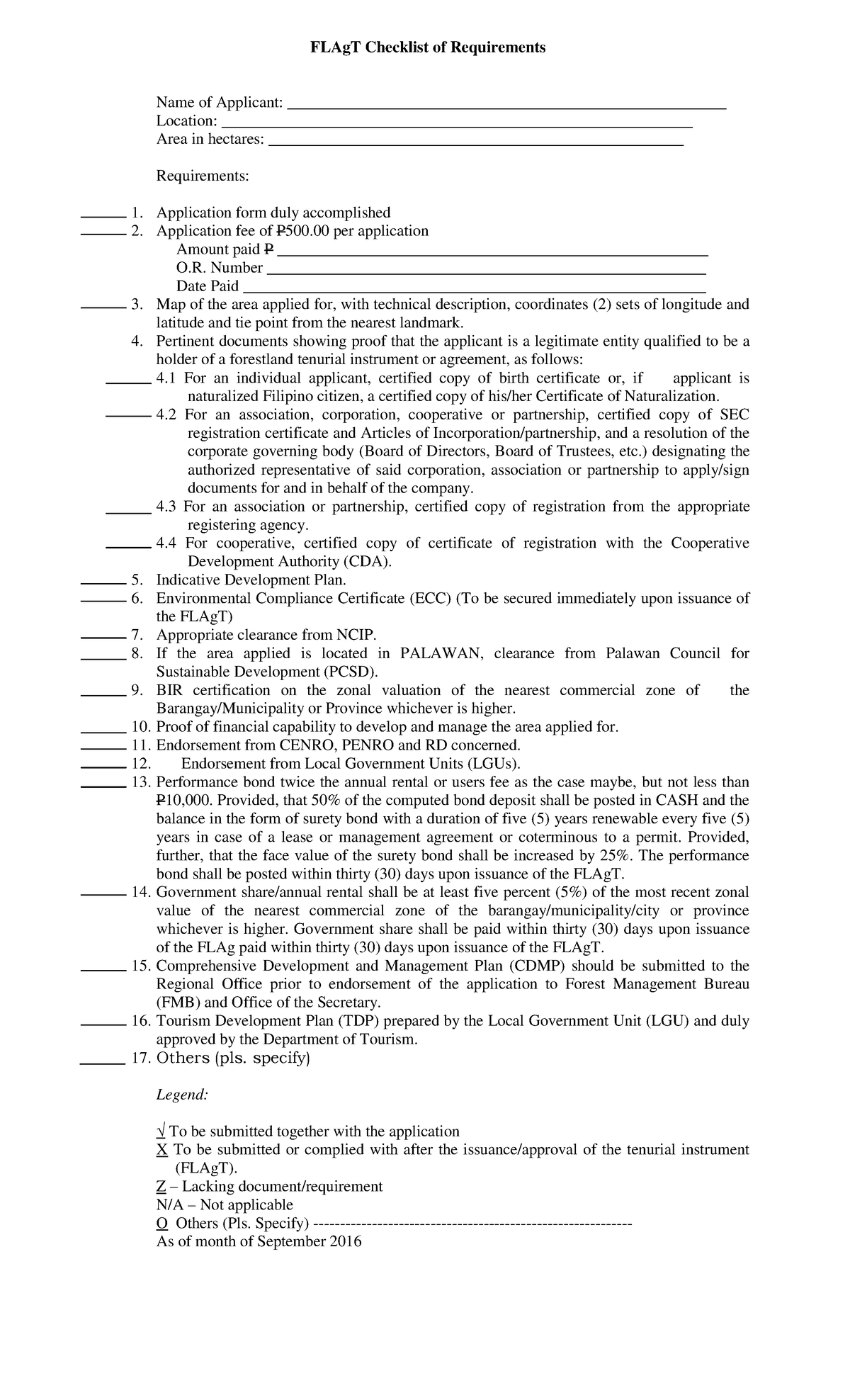 FLAgT Checklist of Requirements for Forestland Tenure Application - Studocu