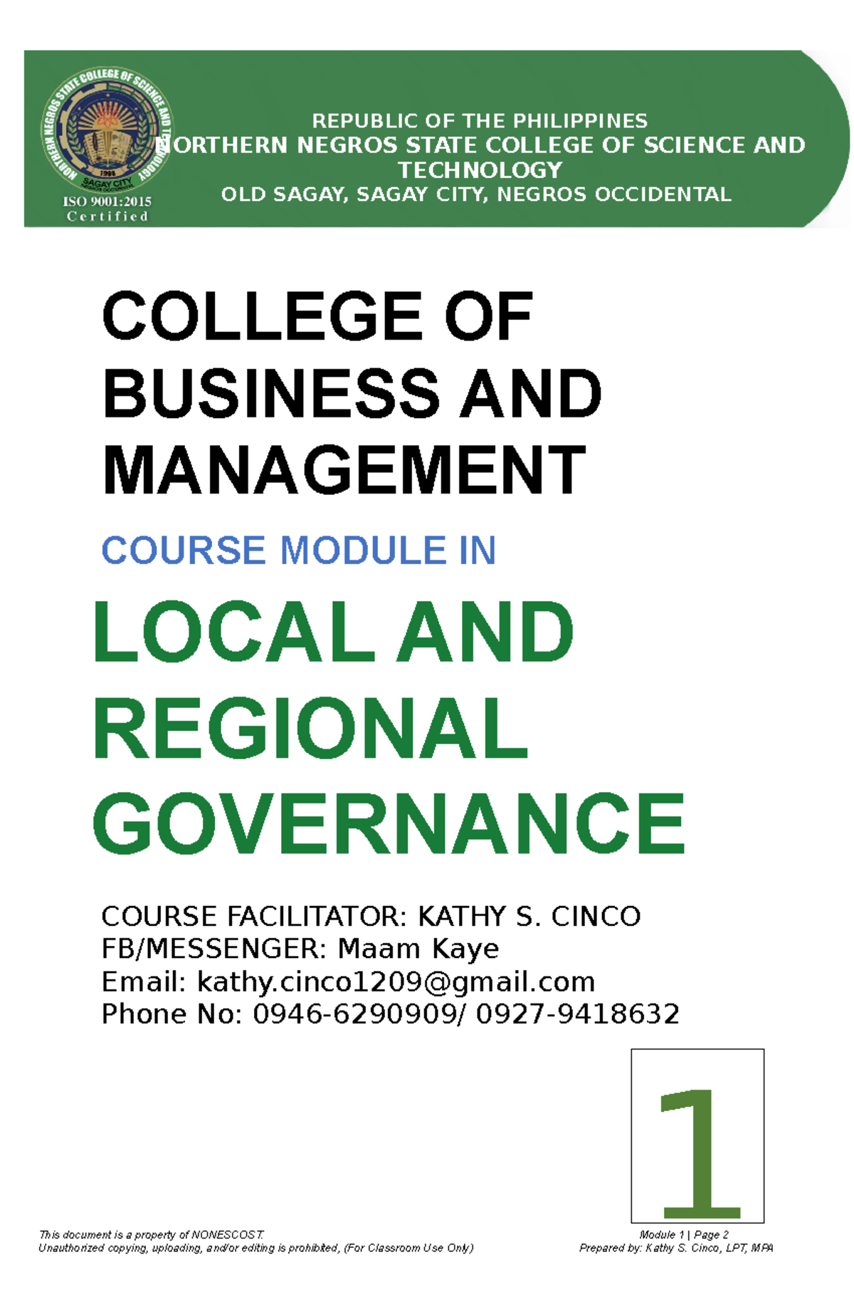 PA108 - Local and Regional Governance: Module 1 Overview and Lessons ...