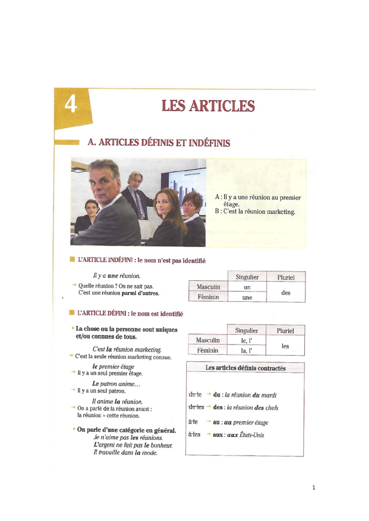 4 LES ARTICLES : DÉFINIS ET INDÉFINIS - EXERCICES ET EXPLICATIONS - Studocu
