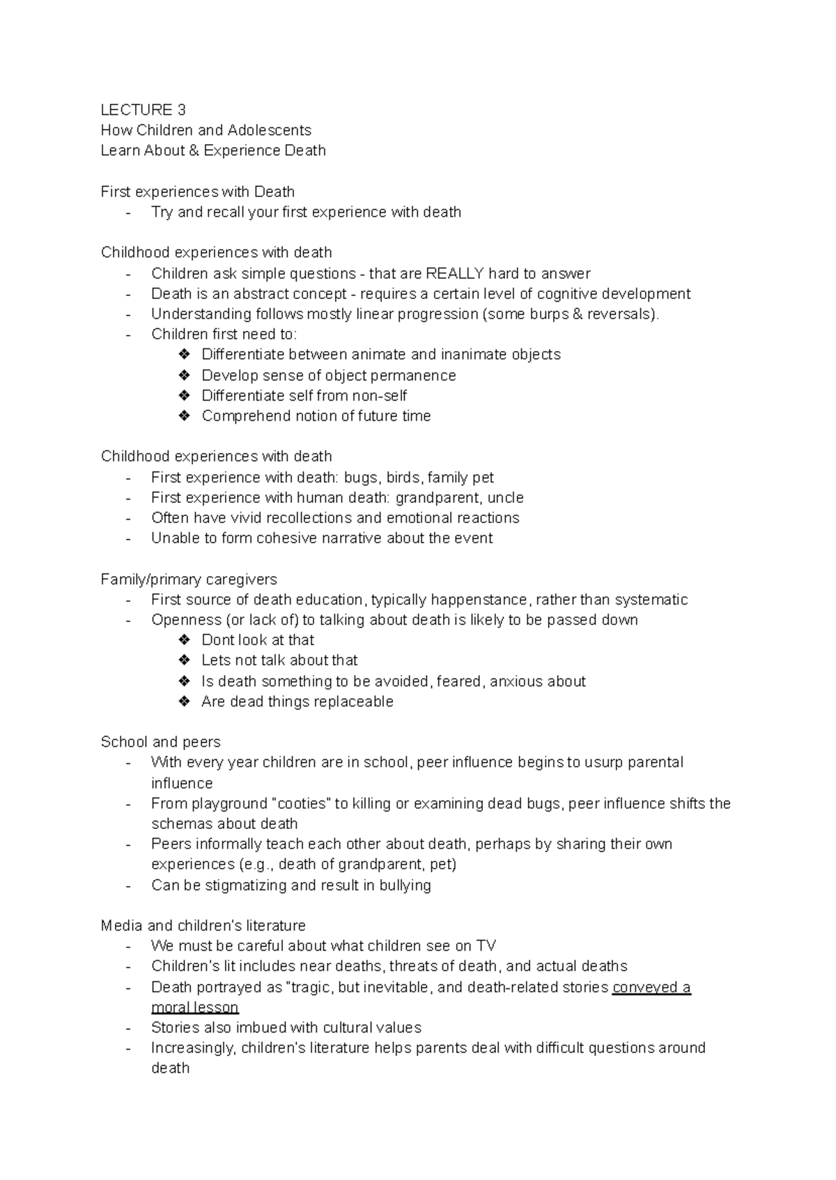HH PSYC 3560 M - Psychology of Death and Dying (Winter 2024-2025 ...