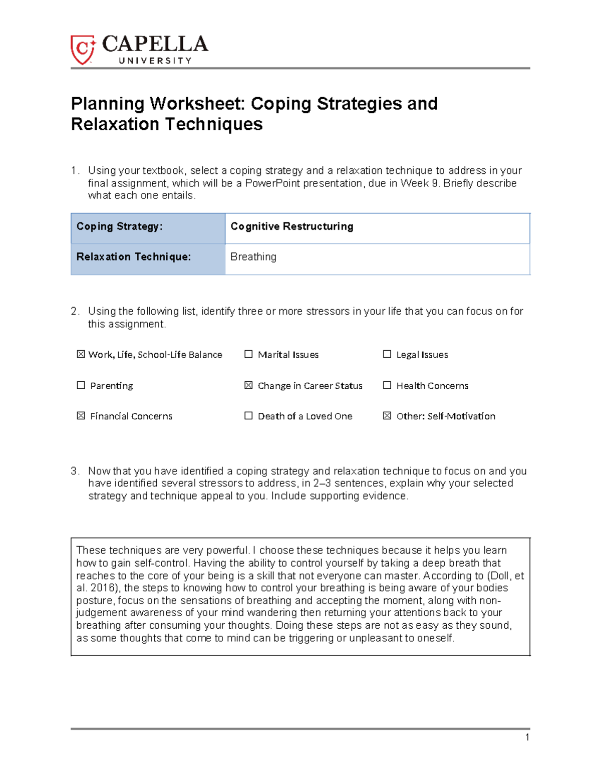 Coping Strategies & Relaxation Techniques Worksheet - PSYC 4325 W2 ...