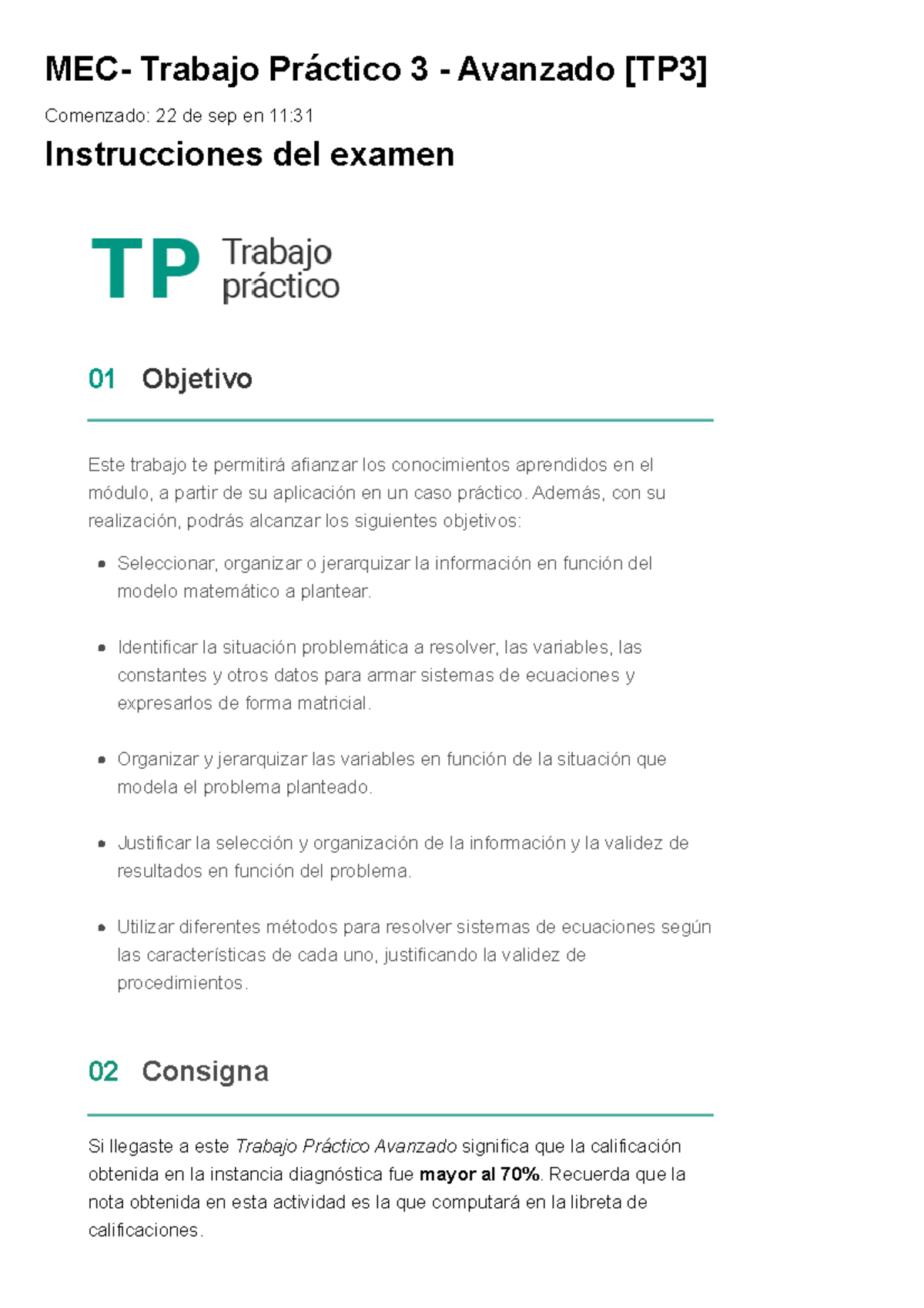 Trabajo Práctico 3 - Avanzado MEC: Sistemas de Ecuaciones [TP3] - Studocu