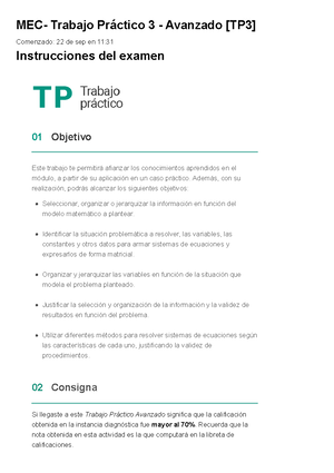 TP4 - Avanzado 100pts. [Álgebra] - MEC- Trabajo Práctico 4 - Avanzado [TP4] Comenzado: 28 de abr ...