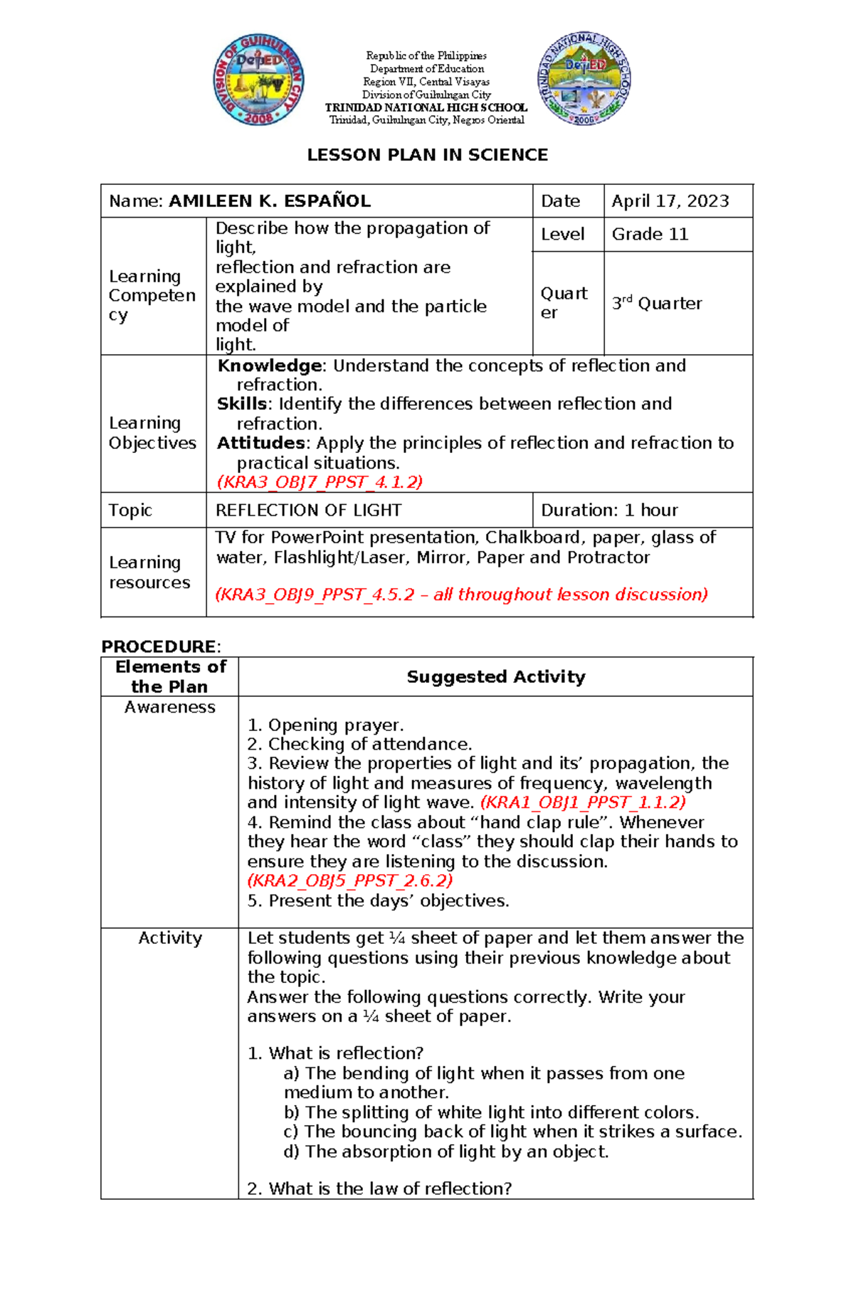 Lesson PLAN for COT2-2023 CO 2023 - Department of Education Region VII ...